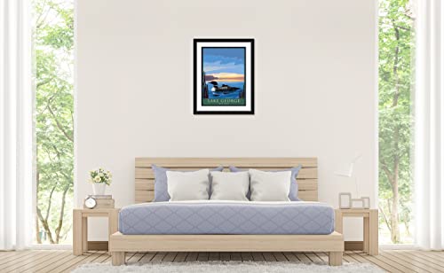 Lake George New York Loon & Chick Professionally Framed & Matted Art Print from Illustration by Artist Joanne Kollman Framed Art Size: 24" x 30"
