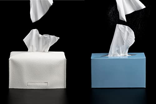 VETY[EmphaSeams] Bottom Touch Fastener-Tissue Box Cover, PU Leather 9.5"x5"x5" Rectangle-Bathroom Organizer,Accessories, Bathroom Vanity, Countertop, Night Stand, Office Desk, Modern Stylish - Mint