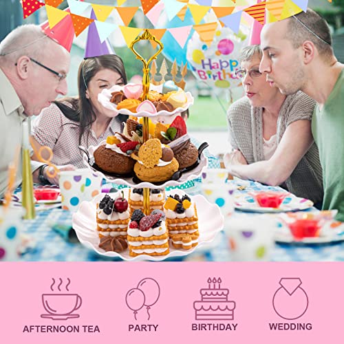 Supernal 3 Tier Plastic Cupcake Stand, 3 Pack White Cupcake Holder, Plastic Cake Stands,Cupcake Tower Display, Dessert Cupcake Pastry Candy Display for Wedding, Event, Baby Shower, Birthday Party