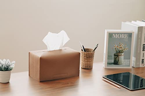 VETY[EmphaSeams] Bottom Touch Fastener-Tissue Box Cover, PU Leather 9.5"x5"x5" Rectangle-Bathroom Organizer,Accessories, Bathroom Vanity, Countertop, Night Stand, Office Desk, Modern Stylish - Mint
