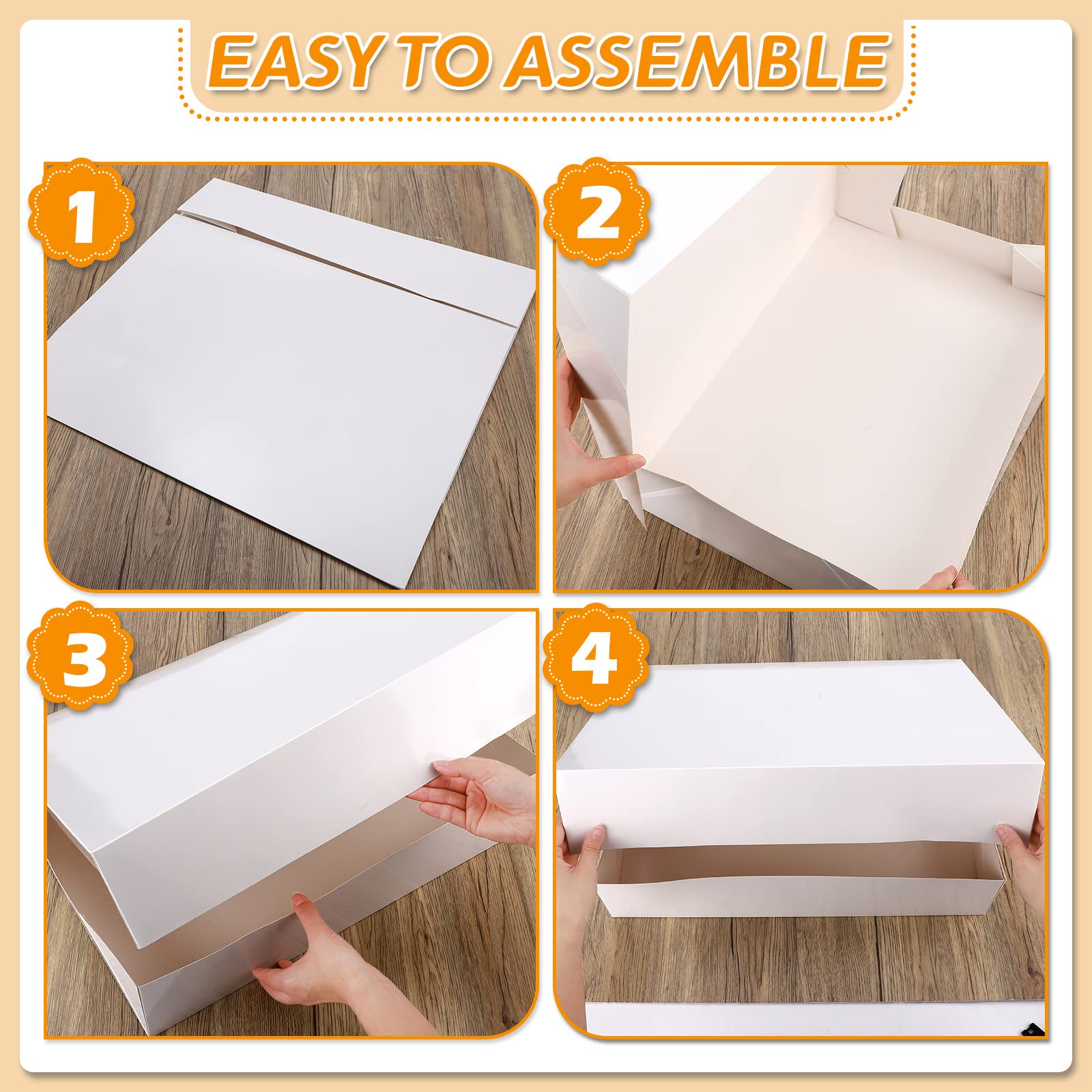 Tudomro 10 Pack 19 x 14 x 4 Inch Cake Box, Cardboard Cake Boxes, Large Rectangle Boxes, Kraft Non Window Bakery Pastry supplies(White)