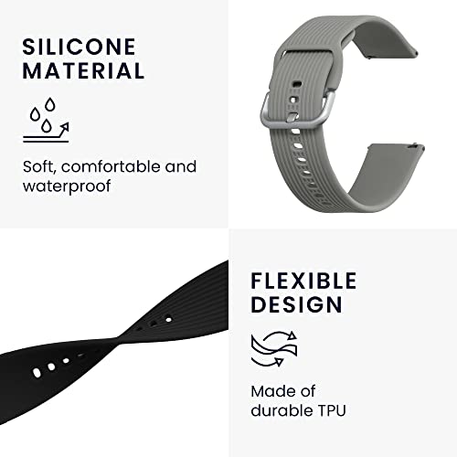 kwmobile Straps Compatible with Huawei Watch GT3 Pro (46mm) / GT Runner/Watch 3 Straps - 2x Replacement Silicone Watch Bands - Black/Grey