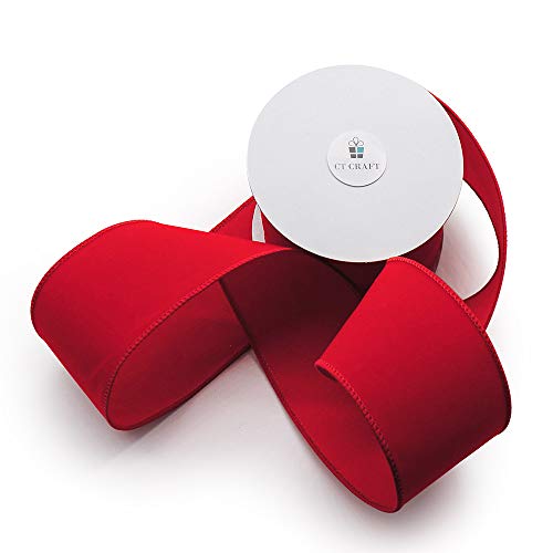 Red Velvet Ribbon 2.5 Inch x 10 Yards for Christmas Home Decor Tree Topper Bow Gift Wrapping DIY Crafts Wreath Garland