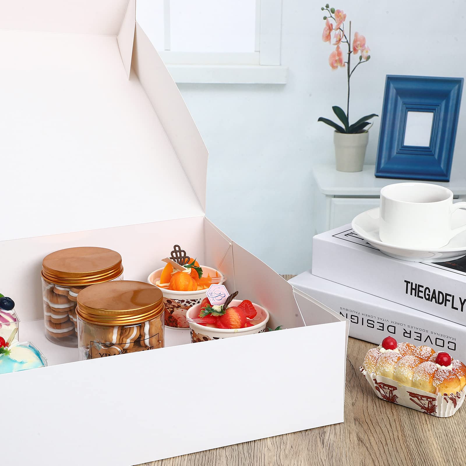 Tudomro 10 Pack 19 x 14 x 4 Inch Cake Box, Cardboard Cake Boxes, Large Rectangle Boxes, Kraft Non Window Bakery Pastry supplies(White)