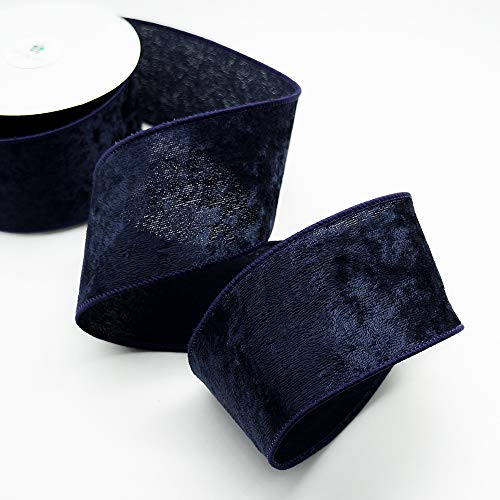 Navy Velvet Ribbon 2.5 Inch x 10 Yards for Christmas Tree Topper Home Decoration Wreath Gift Wrapping DIY Craft
