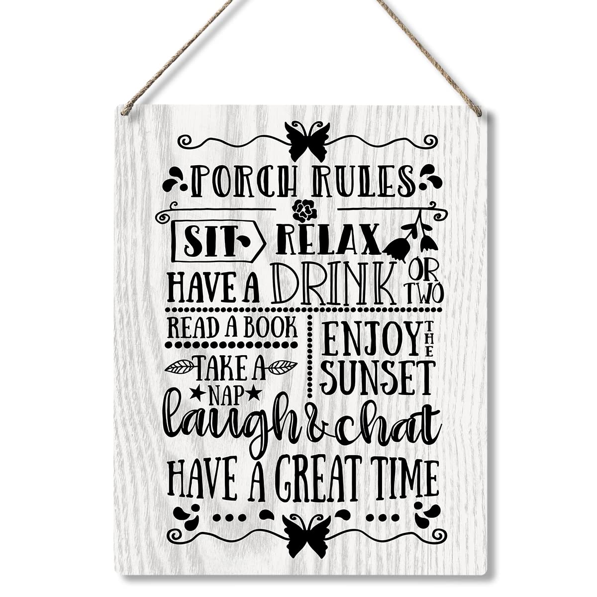 Funny Porch Rules Wood Plaque Sign Wall Hanging Porch Signs Farmhouse Home Rustic Porch Decor Gifts - 8x10 Inch