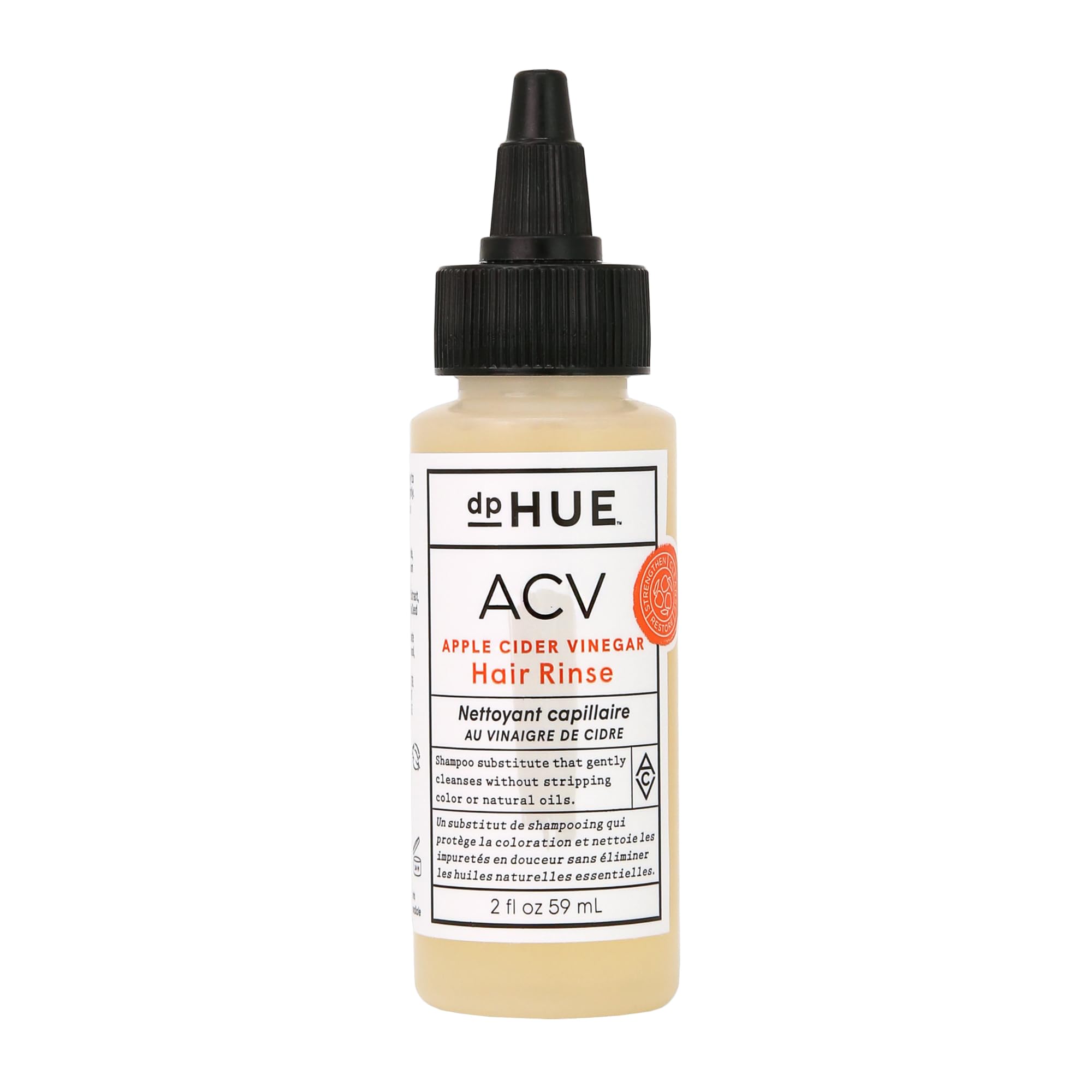 dpHUE Apple Cider Vinegar Hair Rinse, 2 oz - Shampoo Alternative, Scalp Cleanser & Post Workout Rinse - Removes Buildup & Sweat - Protects Natural Hair Oils
