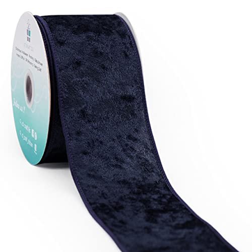 Navy Velvet Ribbon 2.5 Inch x 10 Yards for Christmas Tree Topper Home Decoration Wreath Gift Wrapping DIY Craft