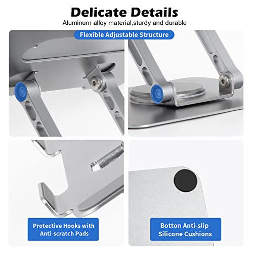 Swivel Laptop Stand, 360 Degrees Adjustable Laptop Holder, Angle Height Adjustable Laptop Stand for Laptop up to 17 inches, Compatible for MacBook Pro/Air, Dell,HP,Google Pixelbook,Surface,ASUS(Grey)