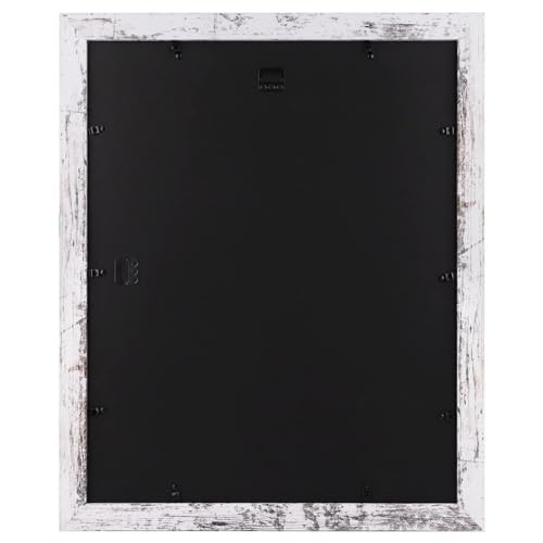 Frametory, 16x20 Poster Frame White Distressed Grain Style Frames for 16 by 20 Picture or Photo- Wide Moulding Design with Real Glass - Wall Display Hanging(2 Pack)