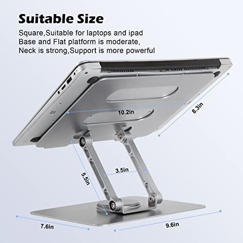 Swivel Laptop Stand, 360 Degrees Adjustable Laptop Holder, Angle Height Adjustable Laptop Stand for Laptop up to 17 inches, Compatible for MacBook Pro/Air, Dell,HP,Google Pixelbook,Surface,ASUS(Grey)
