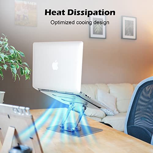 Swivel Laptop Stand, 360 Degrees Adjustable Laptop Holder, Angle Height Adjustable Laptop Stand for Laptop up to 17 inches, Compatible for MacBook Pro/Air, Dell,HP,Google Pixelbook,Surface,ASUS(Grey)