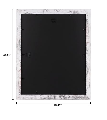 Frametory, 16x20 Poster Frame White Distressed Grain Style Frames for 16 by 20 Picture or Photo- Wide Moulding Design with Real Glass - Wall Display Hanging(2 Pack)