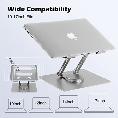 Swivel Laptop Stand, 360 Degrees Adjustable Laptop Holder, Angle Height Adjustable Laptop Stand for Laptop up to 17 inches, Compatible for MacBook Pro/Air, Dell,HP,Google Pixelbook,Surface,ASUS(Grey)