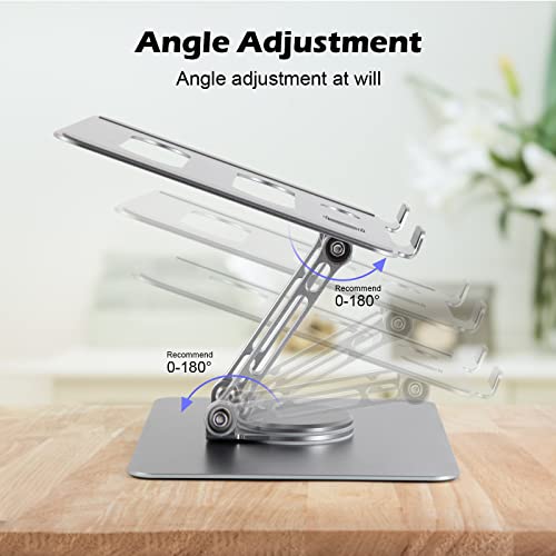Swivel Laptop Stand, 360 Degrees Adjustable Laptop Holder, Angle Height Adjustable Laptop Stand for Laptop up to 17 inches, Compatible for MacBook Pro/Air, Dell,HP,Google Pixelbook,Surface,ASUS(Grey)
