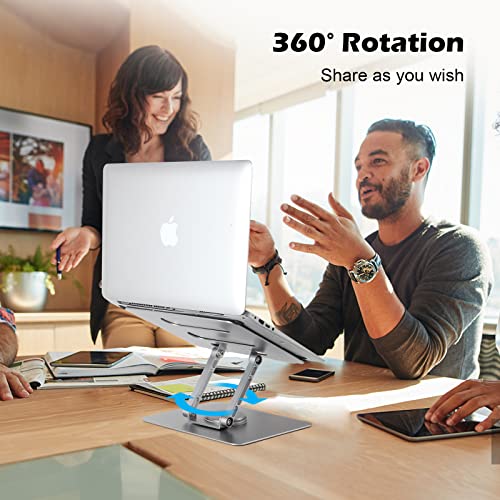 Swivel Laptop Stand, 360 Degrees Adjustable Laptop Holder, Angle Height Adjustable Laptop Stand for Laptop up to 17 inches, Compatible for MacBook Pro/Air, Dell,HP,Google Pixelbook,Surface,ASUS(Grey)