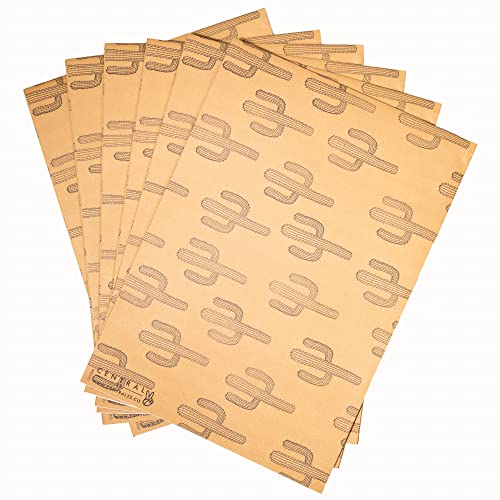 CENTRAL 23 - Birthday Wrapping Paper - 6 Sheets of Kraft Wrapping Paper - Cute Cactus Design - For Him Her - Unisex - Brown Black - Recyclable
