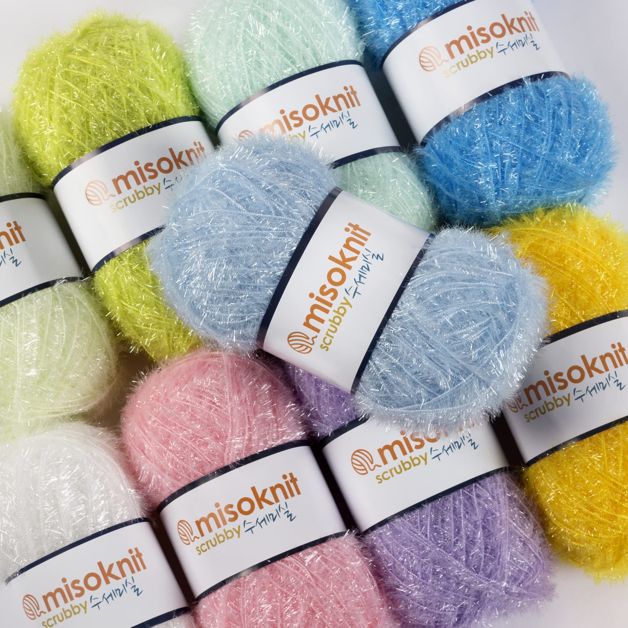 Misoknit Pastel Scrubby Yarn for dishcloths Crocheting 2 Skeins Polyester 100%, 2.8oz(80g) Each, 196 Yards per Skein (Dodger Blue)
