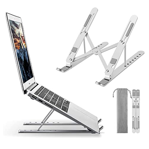 Laptop Stand Adjustable Computer Stand Aluminum Riser Holder Compatible with MacBook Air Pro, HP, Dell, More 10-15.6โ Laptops Collapsible and Non-Slip Metal