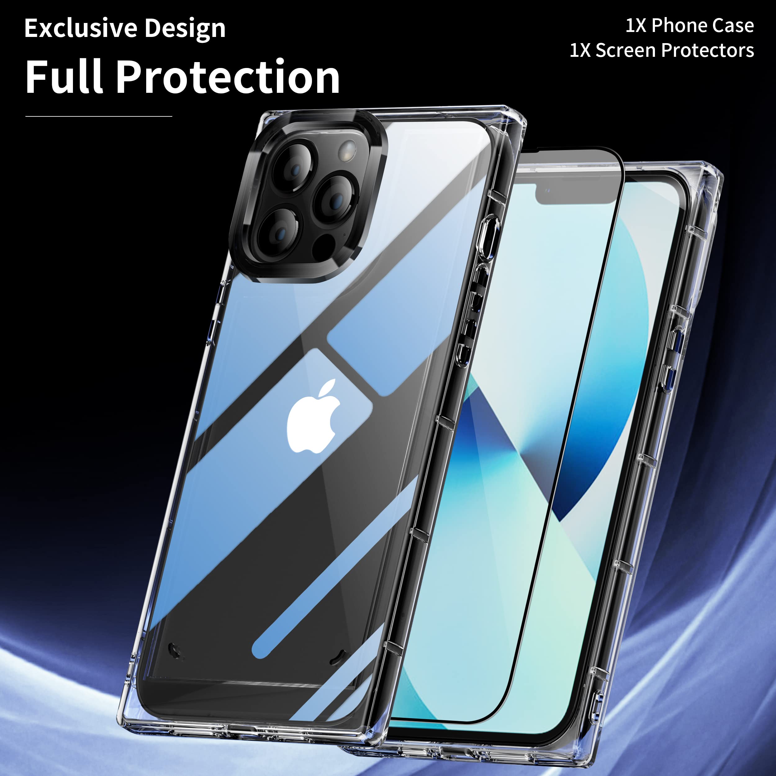Jmltech for Clear iPhone 13 Pro Max Case Hybrid Silicone with Hard Back Shockproof Protective Drop Protection Phone Case Cover for iPhone 13 Pro Max