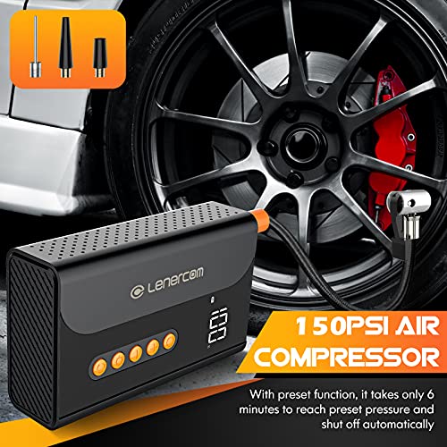 Jump Starter with Air Compressor,1000A Battery Jump Starter with 150PSI Digital Auto Tire Inflator,Up to 6.0L Gas & 3.0L Diesel Engines,12V Car Lithium Battery Jump Box Pack Power Charger