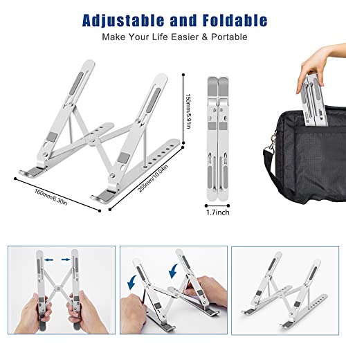 Laptop Stand Adjustable Computer Stand Aluminum Riser Holder Compatible with MacBook Air Pro, HP, Dell, More 10-15.6β Laptops Collapsible and Non-Slip Metal