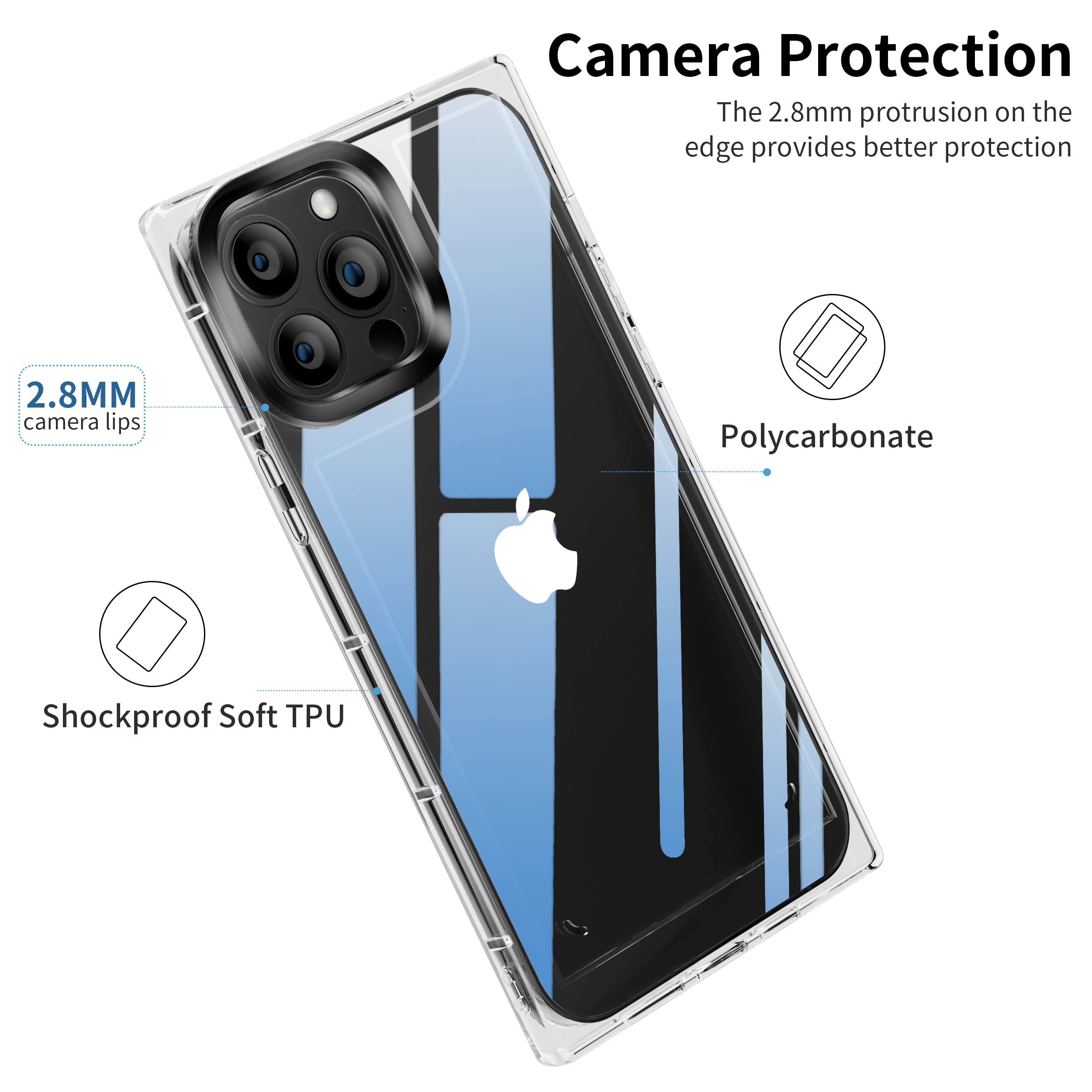 Jmltech for Clear iPhone 13 Pro Max Case Hybrid Silicone with Hard Back Shockproof Protective Drop Protection Phone Case Cover for iPhone 13 Pro Max
