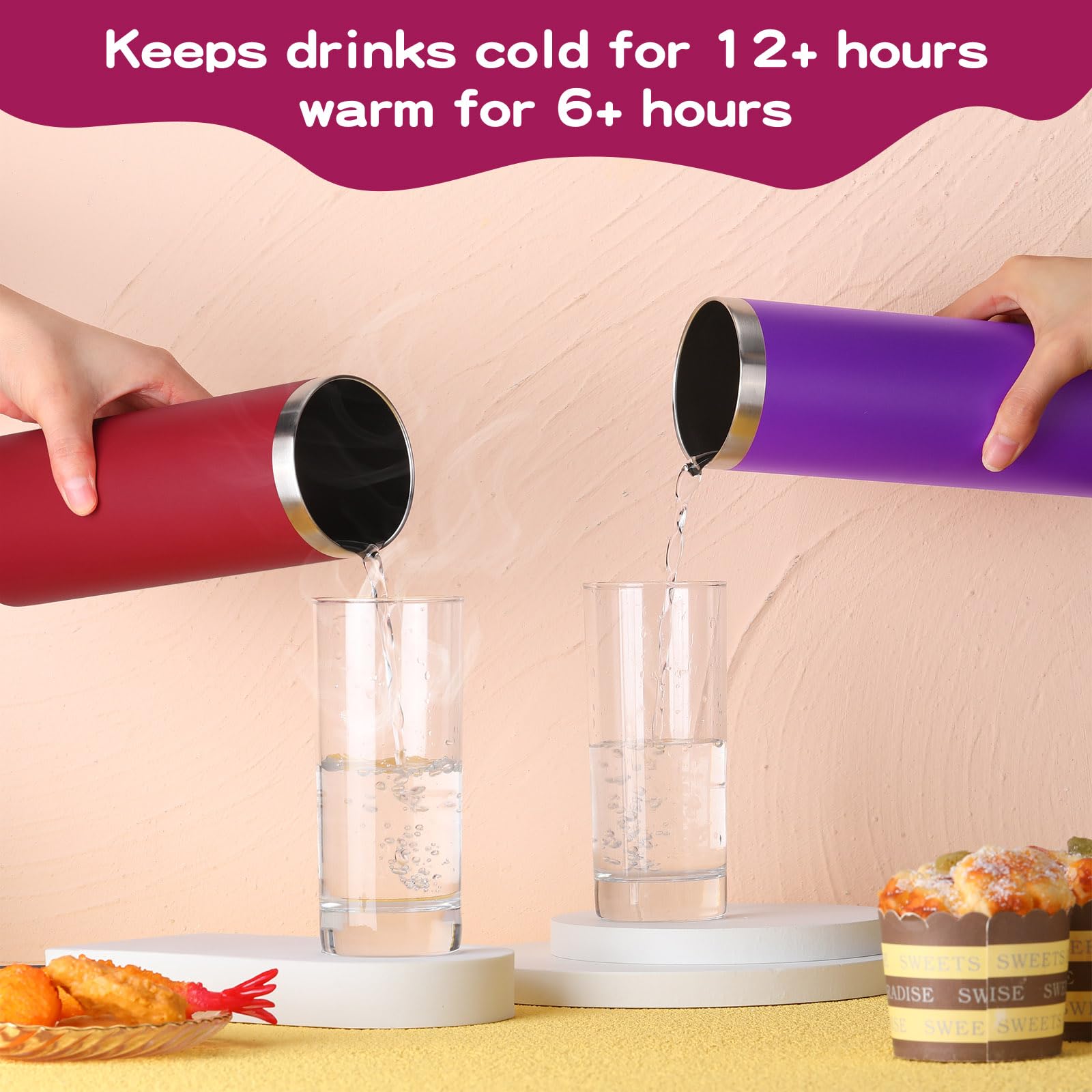Skinny Tumblers Bulk 20 oz Stainless Steel with Lids and Straws Blank Slim Insulated Cup Double Layer Water Cups for Travel, DIY(Green, Yellow, Purple, Red,8 Pcs)