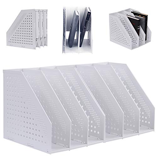 Aosivm 2Pcs Collapsible Magazine File Holder/Desk Organizer for Office Organization and Storage with 3 Vertical Compartments (Gray(3 Compartments))