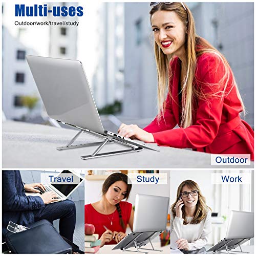 Laptop Stand Adjustable Computer Stand Aluminum Riser Holder Compatible with MacBook Air Pro, HP, Dell, More 10-15.6β Laptops Collapsible and Non-Slip Metal