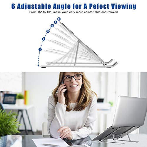 Laptop Stand Adjustable Computer Stand Aluminum Riser Holder Compatible with MacBook Air Pro, HP, Dell, More 10-15.6β Laptops Collapsible and Non-Slip Metal