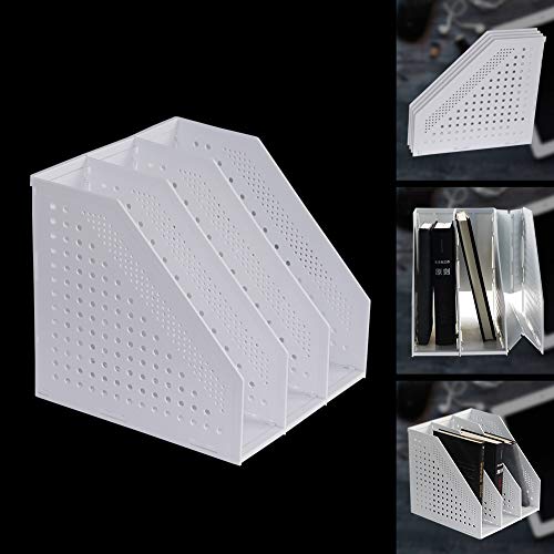 Aosivm 2Pcs Collapsible Magazine File Holder/Desk Organizer for Office Organization and Storage with 3 Vertical Compartments (Gray(3 Compartments))