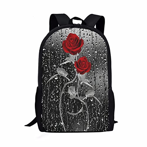 Ystardream Goth Rose Backpack for Kids Women Girls kids School Personalized Laptop iPad Tablet Travel School Bag