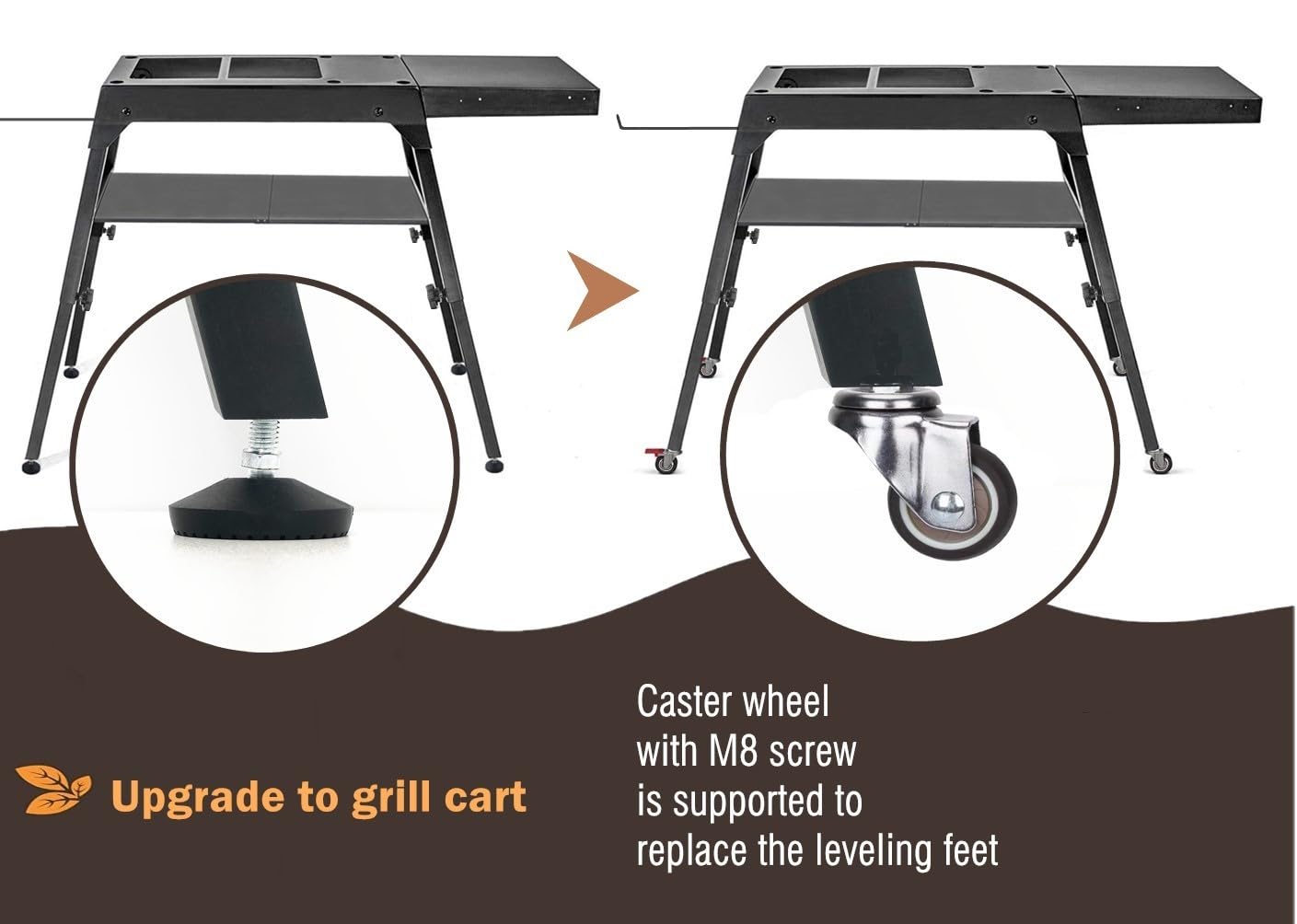 Grill Griddle Stand for Blackstone 22 Inch,17 Inch Tabletop Griddle, Griddle Table with Side Shelf & Sub-shelf and Paper Towel Holder, Support to Add Wheel and Magnetic Tool Holder or Grill Caddy