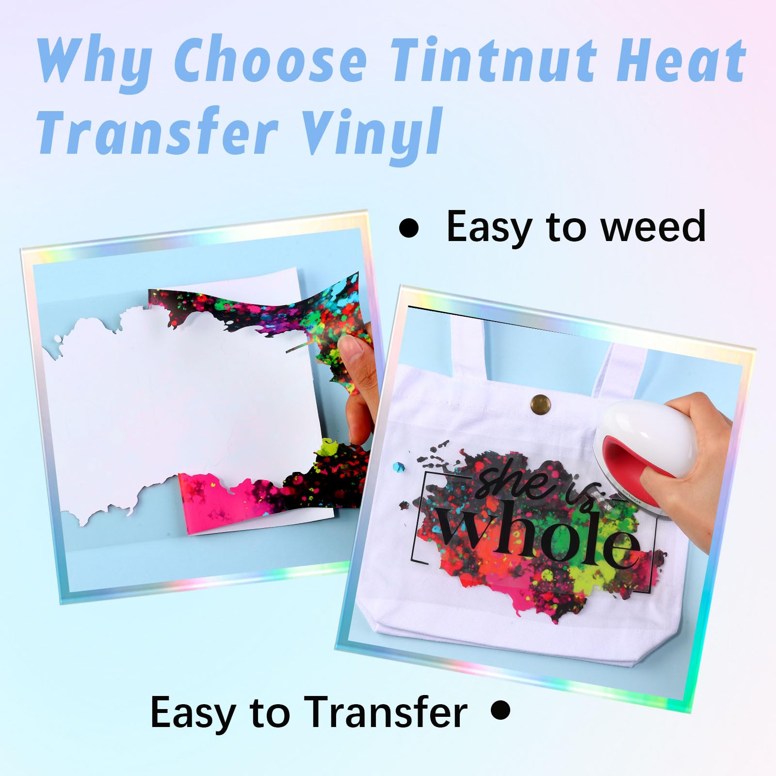 Tintnut Splash Heat Transfer Vinyl Roll - 12 Inch * 5ft Mutilcolor Watercolor Ink Patterned HTV Splatter Iron On Vinyl DIY T-Shirts Hats Clothes Canvas Bags for Cricut or Silhouette Cameo
