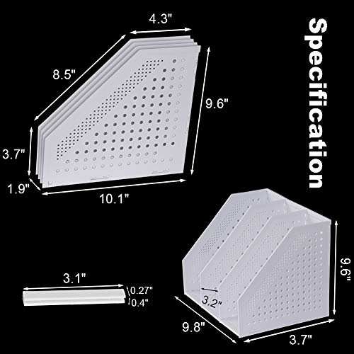 Aosivm 2Pcs Collapsible Magazine File Holder/Desk Organizer for Office Organization and Storage with 3 Vertical Compartments (Gray(3 Compartments))