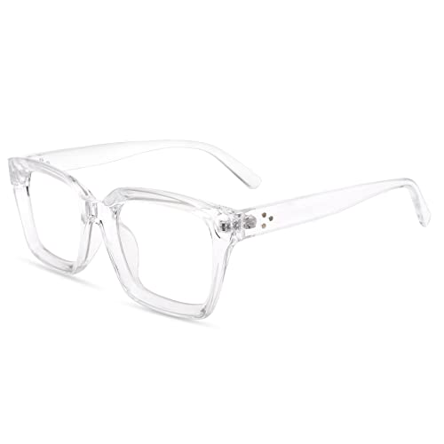 Bouryo Vintage Clear Lens Glasses for Women, Non-prescription Classic Square Eyewear Thick Frame Eyeglasses