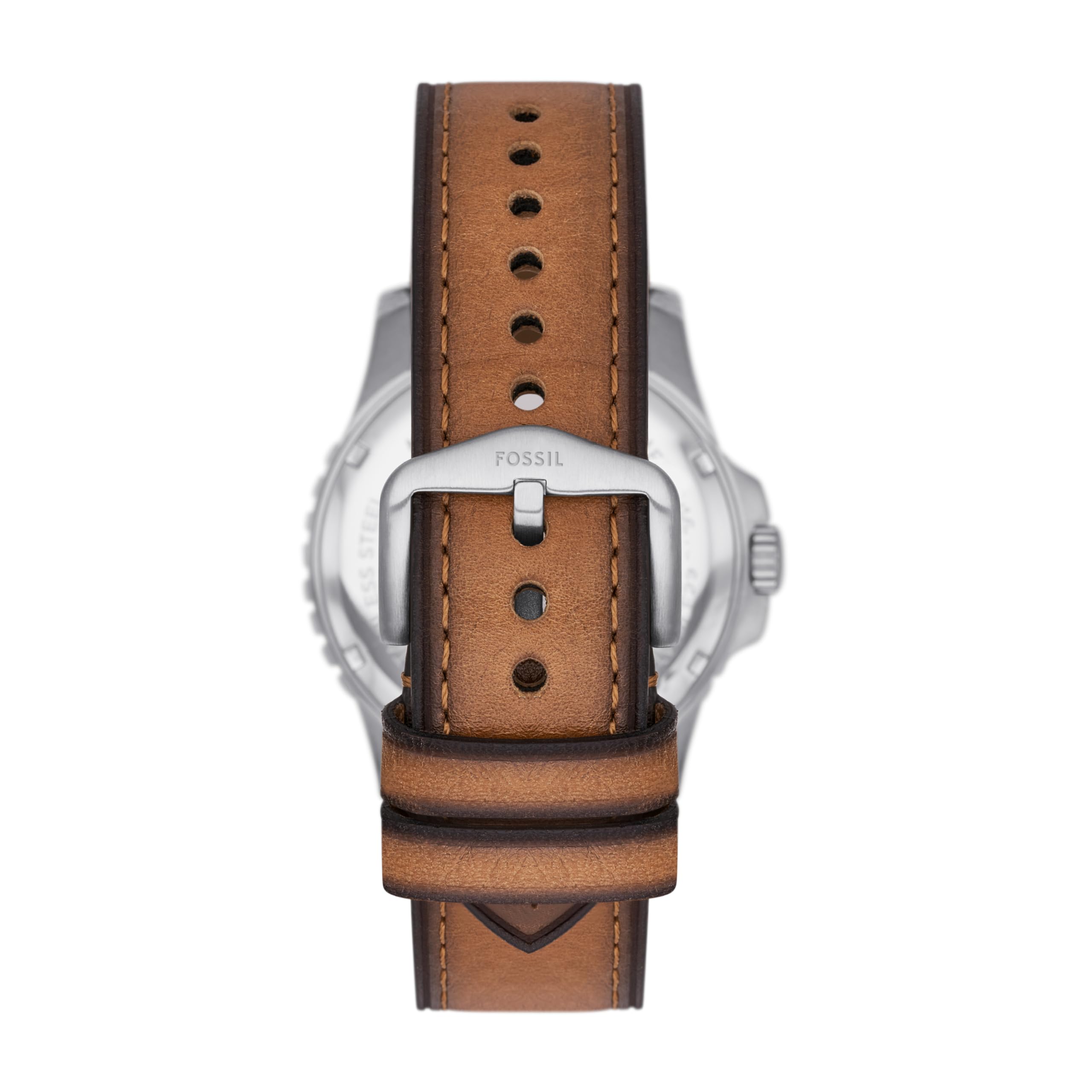 Fossil Men's Fossil Blue Quartz Stainless Steel and Leather Three-Hand Watch, Color: Silver, Sand (Model: FS5946)