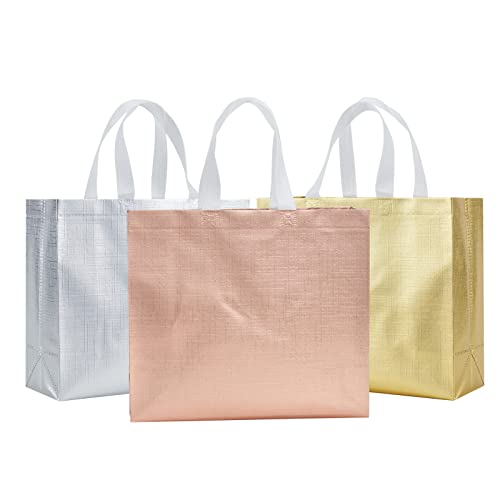 FOCCIUP 6 Pcs Non-Woven Gift Bags With Handles Reusable Bags for Birthday Party Wedding Christmas – 12x4.7x11” Size