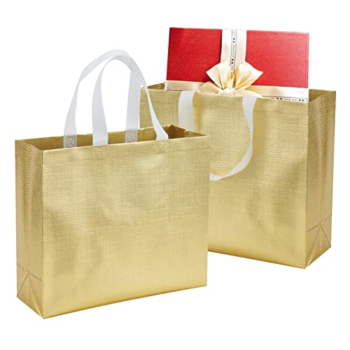 FOCCIUP 6 Pcs Non-Woven Gift Bags With Handles Reusable Bags for Birthday Party Wedding Christmas – 12x4.7x11” Size