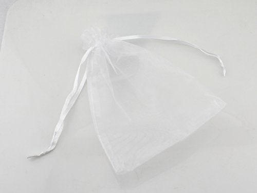 QIANHAILIZZ 50 Pack 12 x 16 Inch Drawstring Flower Bags Organza Jewelry Gift Pouch Candy Pouch Drawstring Wedding Favor Bags (White)