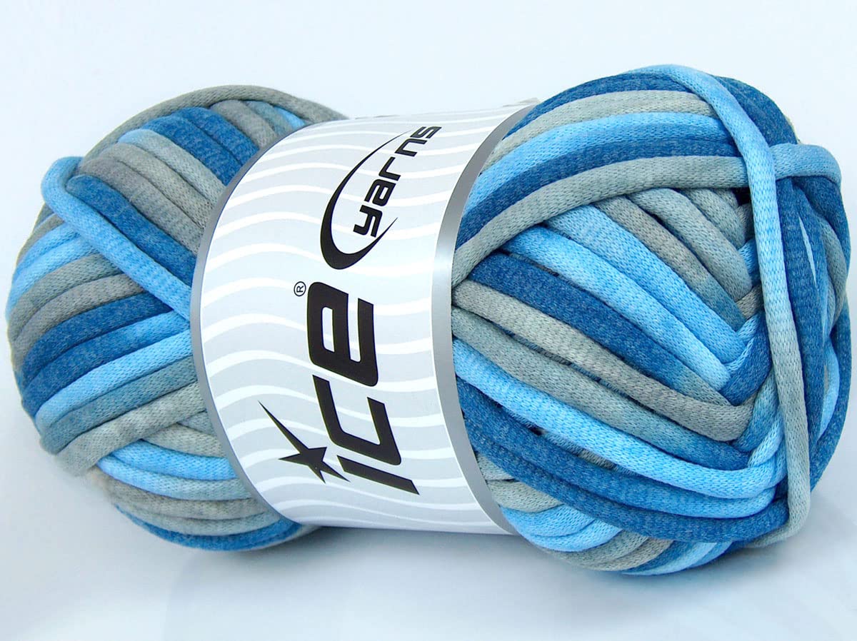 250 gr ICE YARNS Tube Cotton Jumbo Color (40% Cotton) Yarn Blue Shades Grey Shades