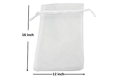 QIANHAILIZZ 50 Pack 12 x 16 Inch Drawstring Flower Bags Organza Jewelry Gift Pouch Candy Pouch Drawstring Wedding Favor Bags (White)