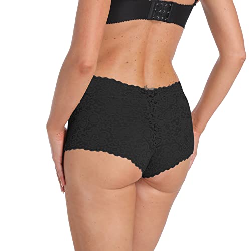Black Lace Boyshort Underwear For Women Open Croth Booty Cheekcy Lacy Panties Sexy Lingeries Plus size Pack of 3