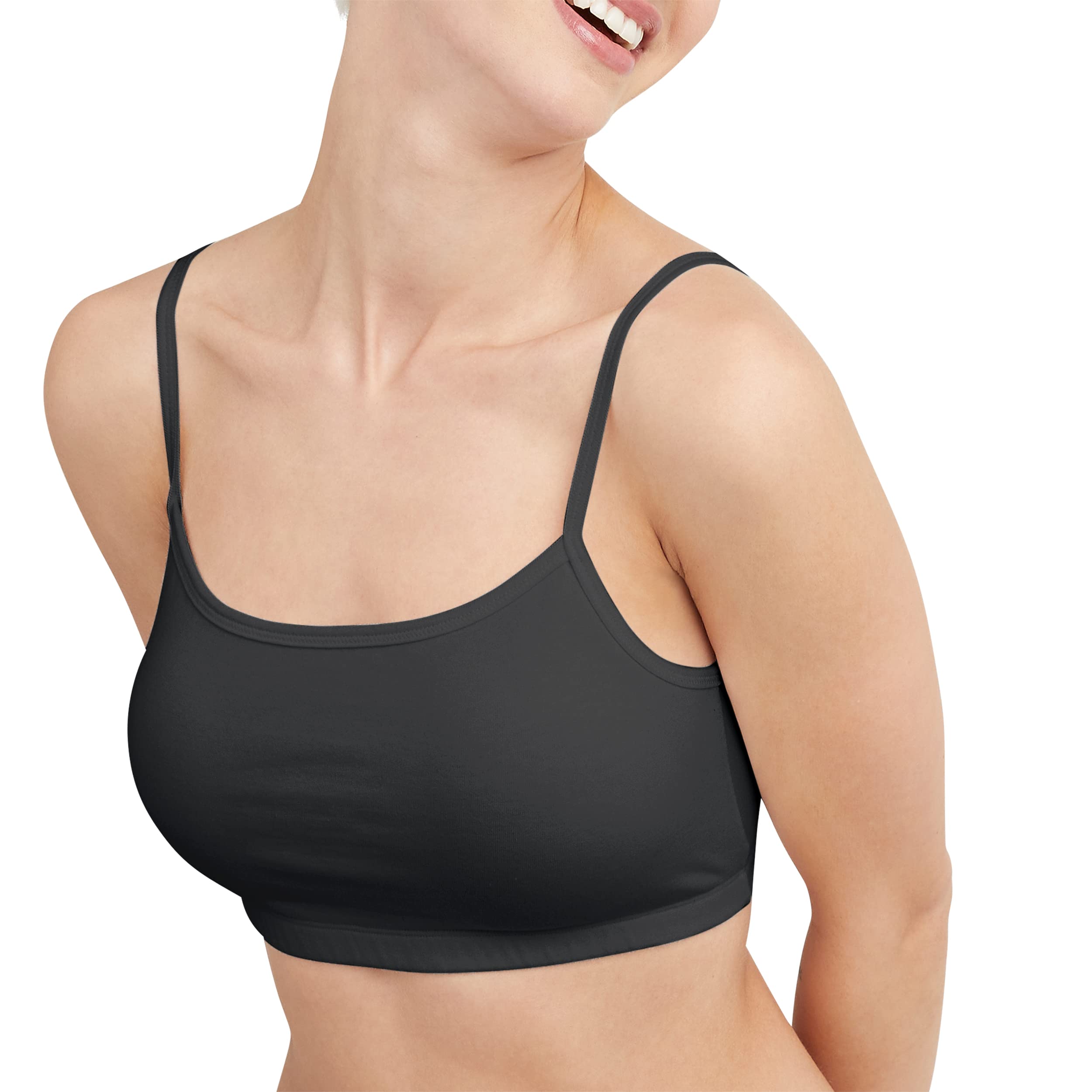 Hanes womens Cotton String Bralette, 3-pack Bra, 3 Pack - Black, X-Large US