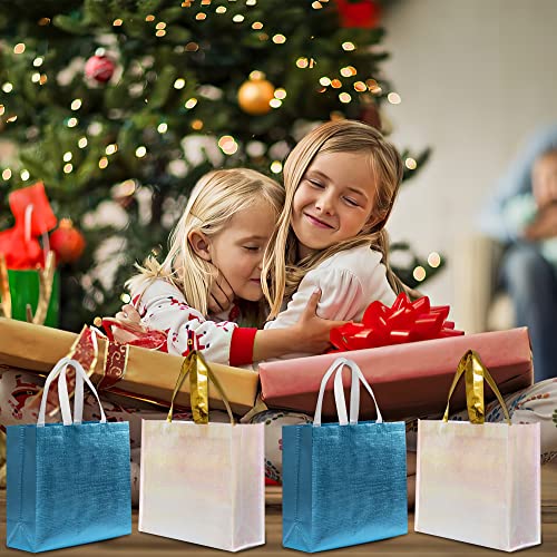 25Pcs Large Gift Bags for Present Birthday Party Wedding Reusable Gift Bag Gold Rose Gold Blue Silver Giant Gift Bags Cloth Non-woven Fabric Gift Bags Bulk for Christmas Present Wrapping Big Size 12.59 x 4.72 x 11 Inch