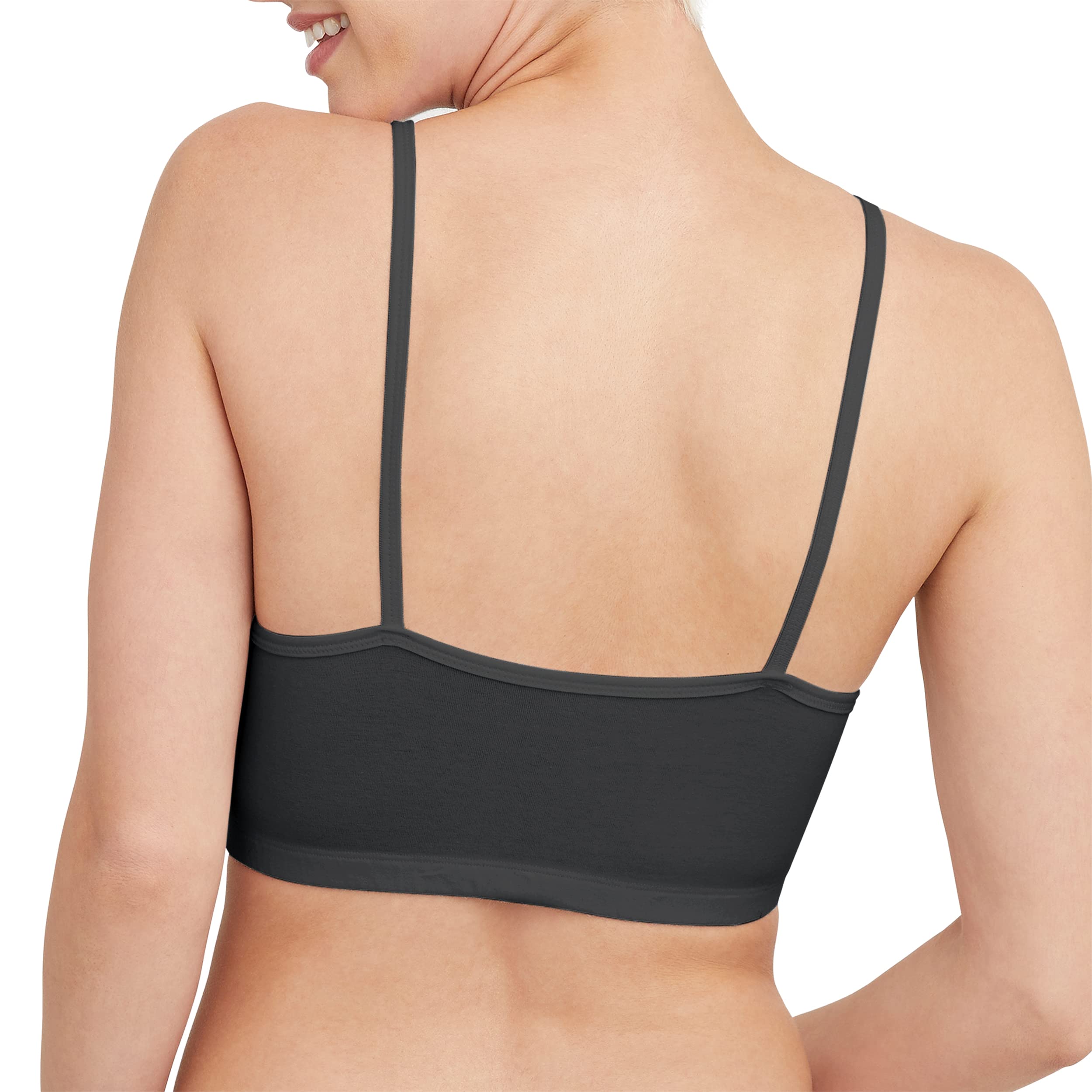 Hanes womens Cotton String Bralette, 3-pack Bra, 3 Pack - Black, X-Large US