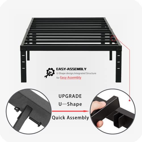 Elenooz 14 Inch Twin Metal Bed Frames, Sturdy Steel Slat Support Black,3500 lbs Heavy Duty Metal Platform Bed Frames,Quiet Noise Free,Easy Assembly,No Box Spring Needed(Twin)