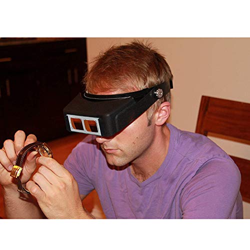 MagDepo Headband Magnifying Glass No Screw with 4 Replaceable Lenses & Cleaning Cloth Handsfree Magnifier Loupe Jewelry Visor for Work, Jewelry Making, Watch Repairing, and Craft