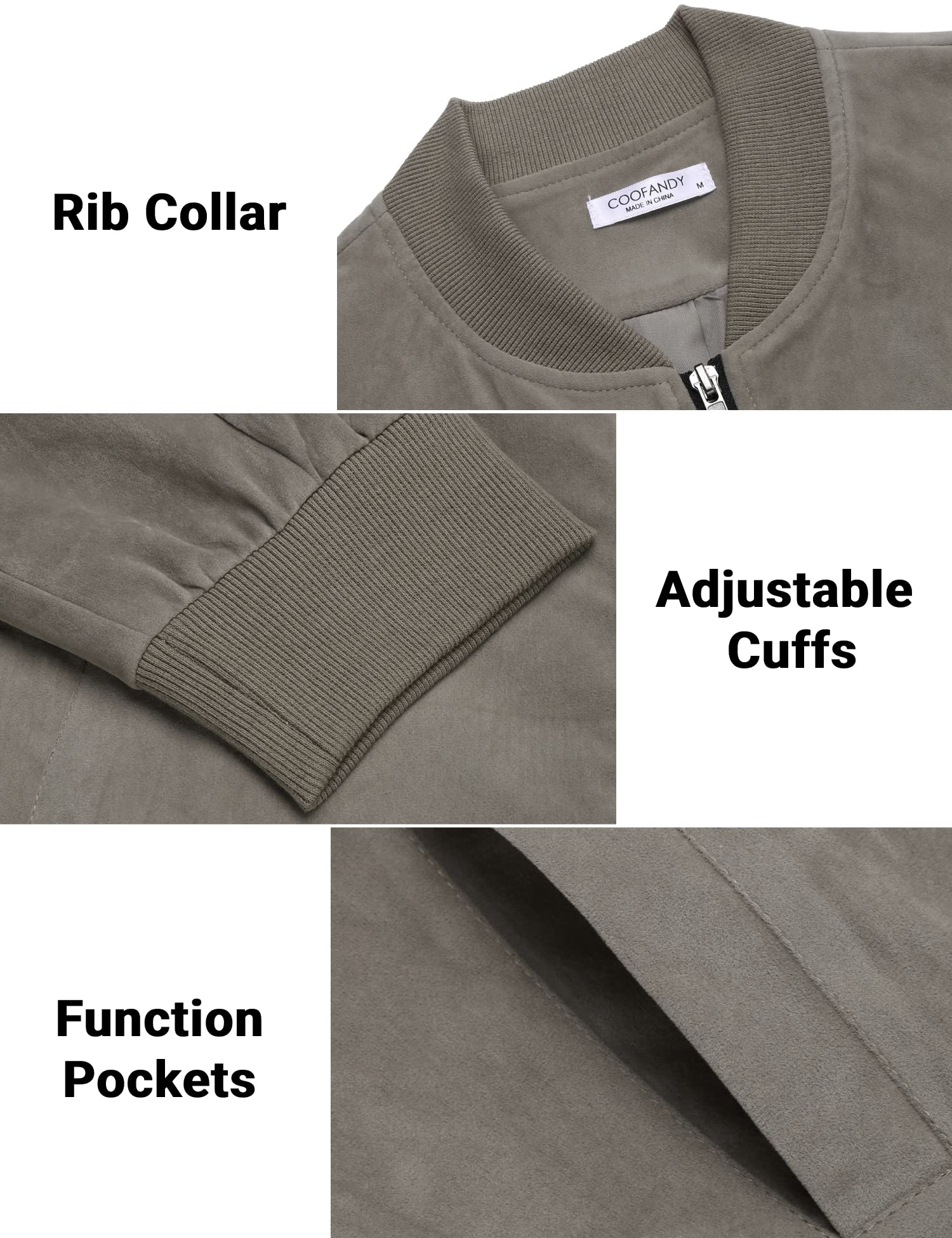 COOFANDY Mens Varsity Bomber Jacket Casual Lightweight Jackets Vintage Suede Coat